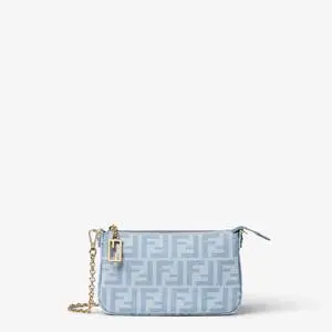 Fendi Tube Pouch Light Blue Ff Denim Pouch - [light Blue]